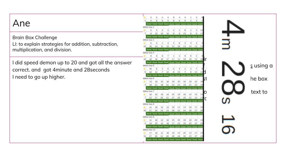 Basic Fact boxes – Ane @ Panmure Bridge School